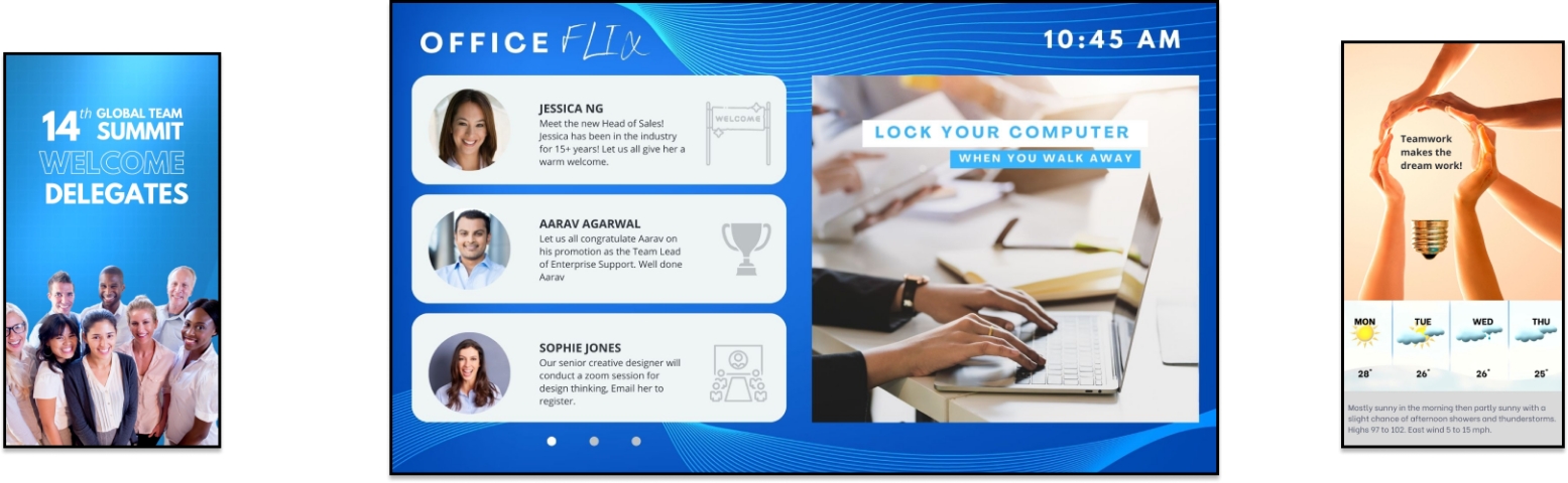 Corporate Digital Signage for Smart Workplace, Co-Working Space